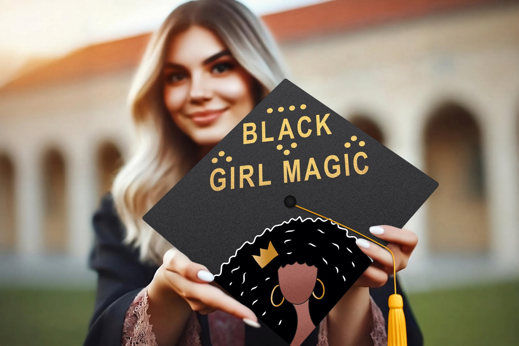 Black Girl Magic Graduation Cap Topper – Sankofa Edition™