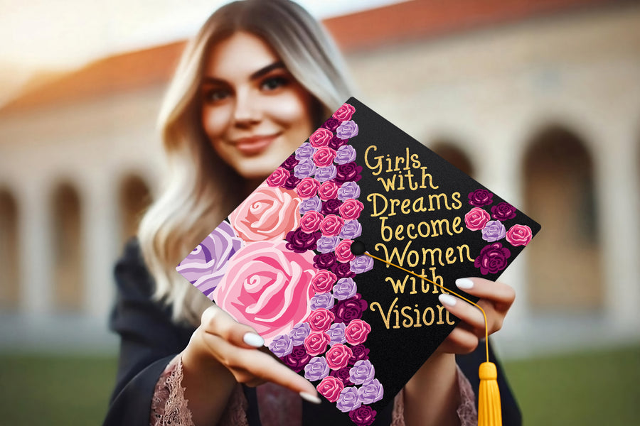 Girls With Dreams Become Women With Vision Graduation Cap Topper ...