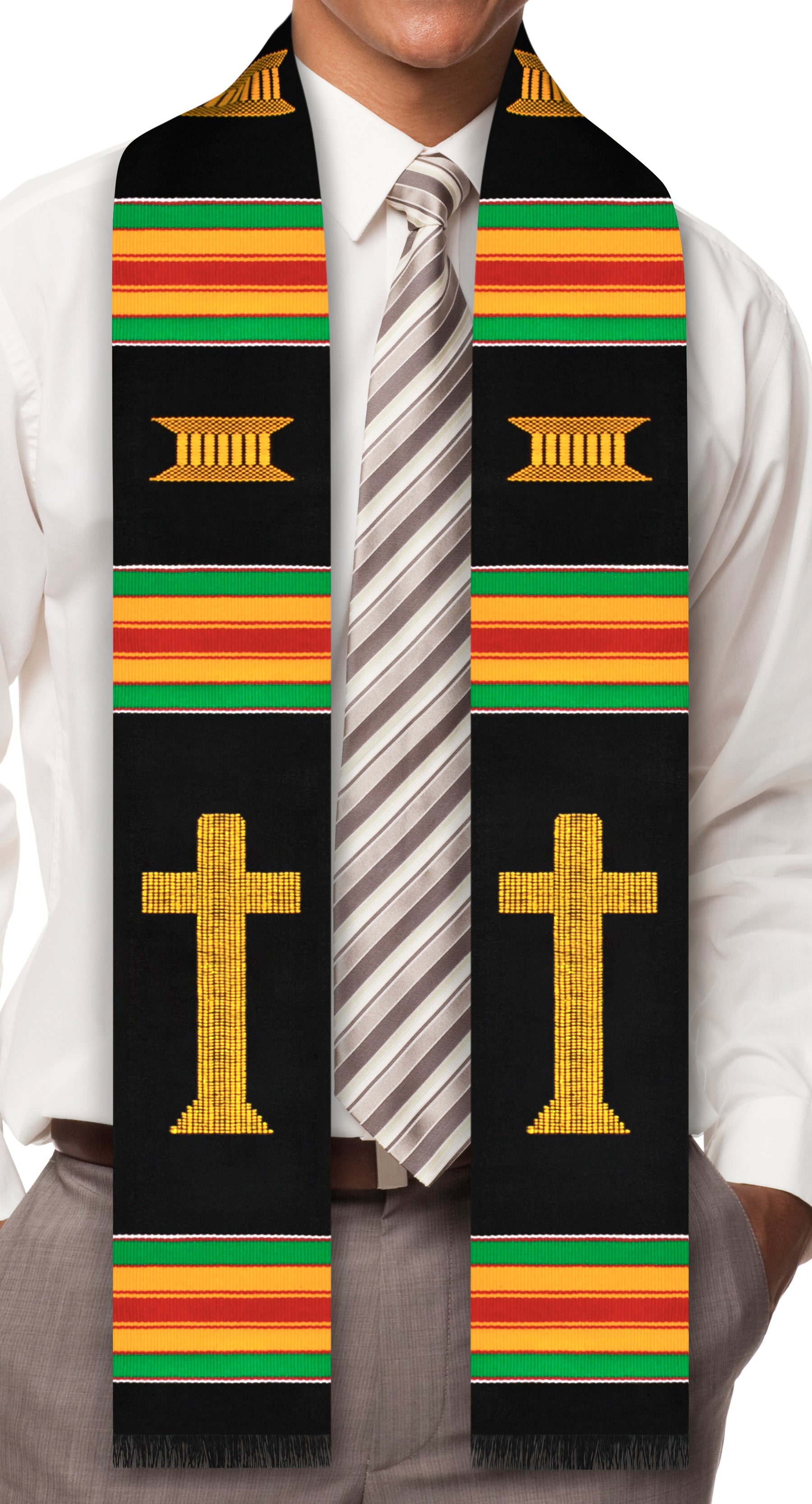 Christian Cross (Usher, Clergy) Authentic Handwoven Kente Cloth Stole ...