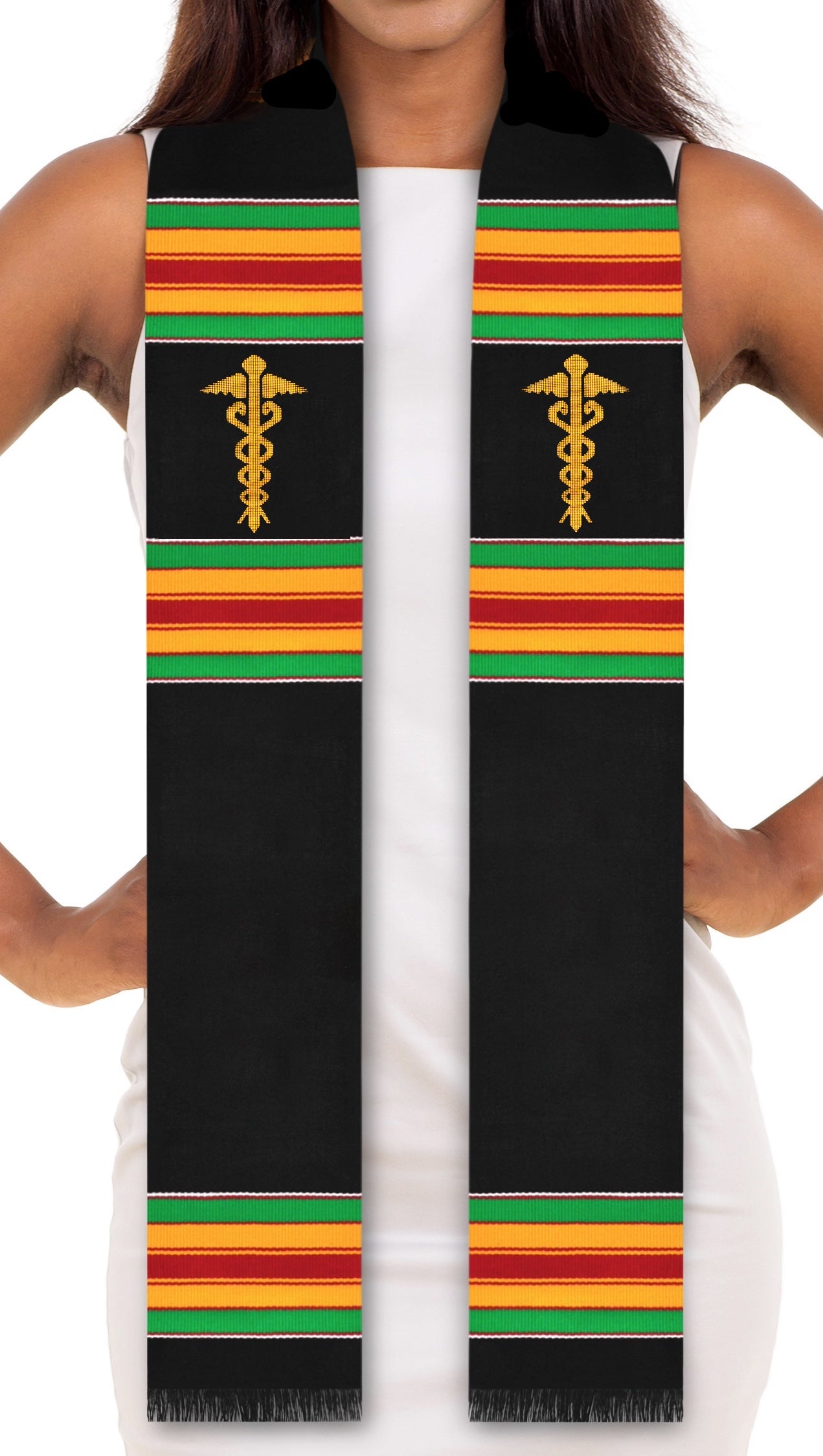Medical Field Medicine Caduceus Symbols Customizable Kente Graduation ...