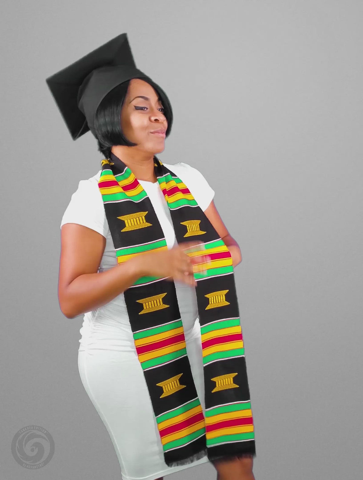 Kente Graduation Stole - Black Kente Stole – Sankofa Edition™