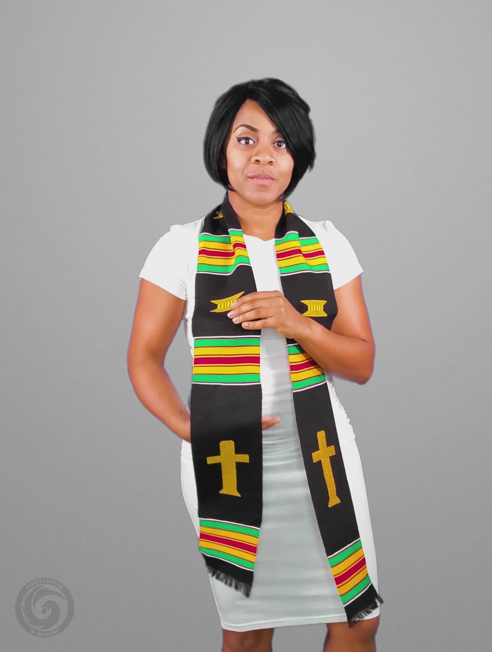 Christian Cross (Usher, Clergy) Authentic Handwoven Kente Cloth Stole ...