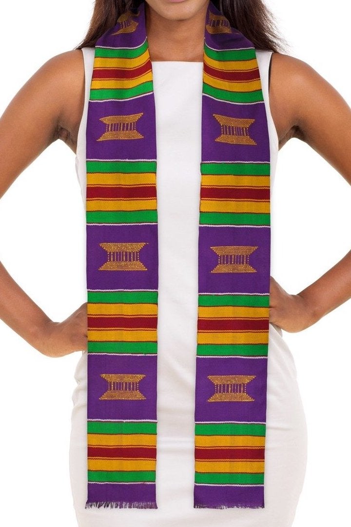 Purple Kente Stole - Kente Cloth Graduation Stole – Sankofa Edition™