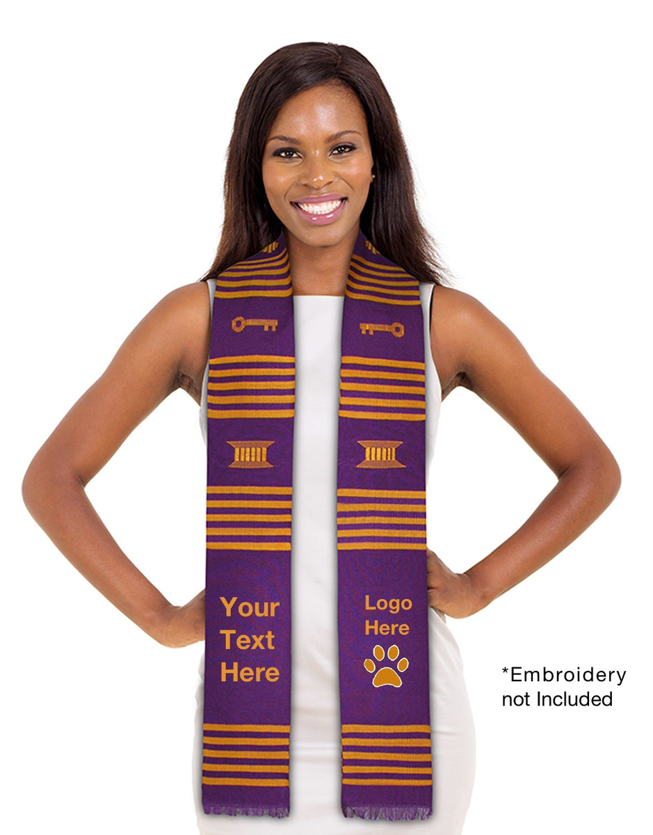 Customizable Purple & Gold Kente Graduation Stole Paraphernalia ...