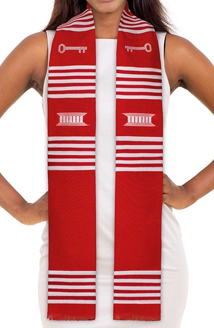 Customizable Red & White Kente Graduation Stole Paraphernalia – Sankofa ...